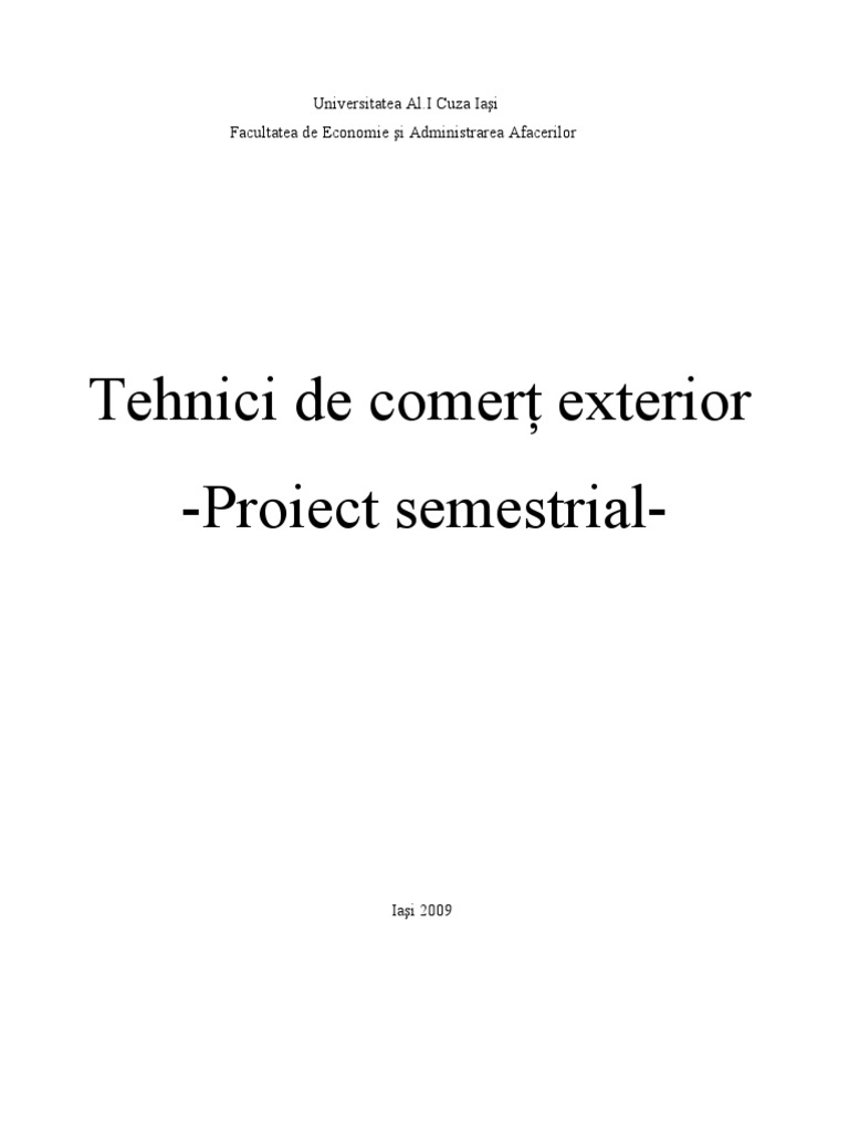 Proiect Tehnici de Comert Exterior | PDF