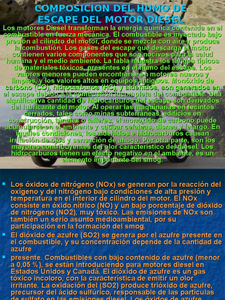 Composicion Del Humo de Escape Del Motor Diesel | PDF | Dióxido de ...