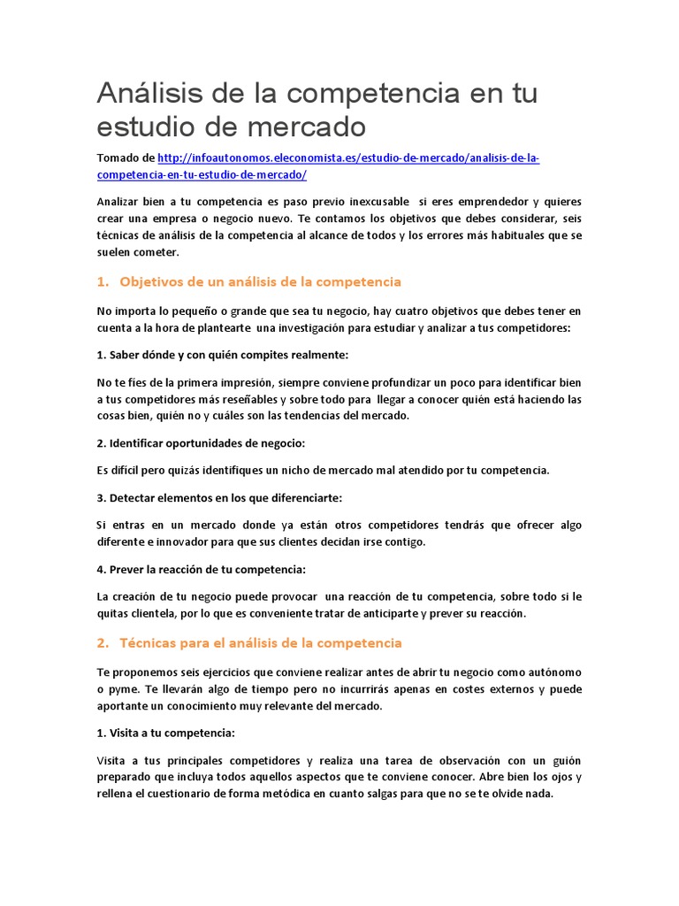 Análisis de La Competencia en Tu Estudio de Mercado | PDF | Cliente ...