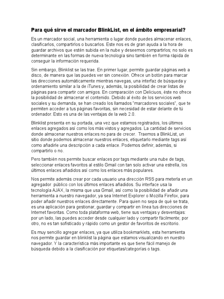 Para Que Sirve Blinklist | PDF | Red mundial | Internet y web