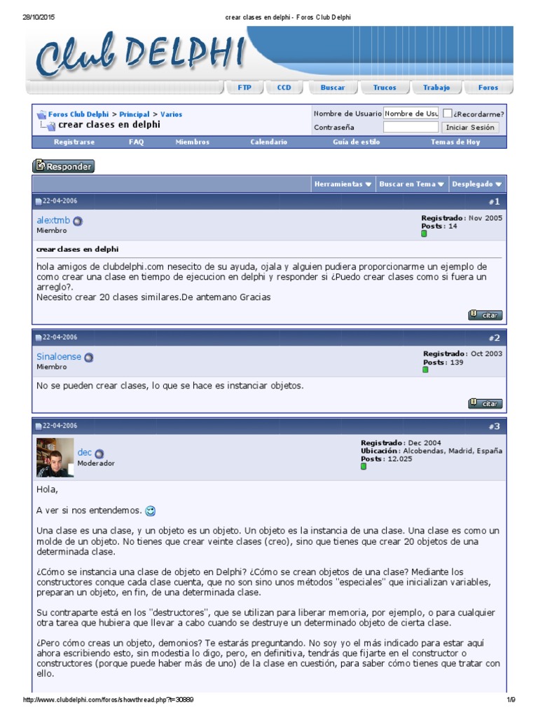 Crear Clases en Delphi - Foros Club Delphi | PDF | Cadena (informática ...