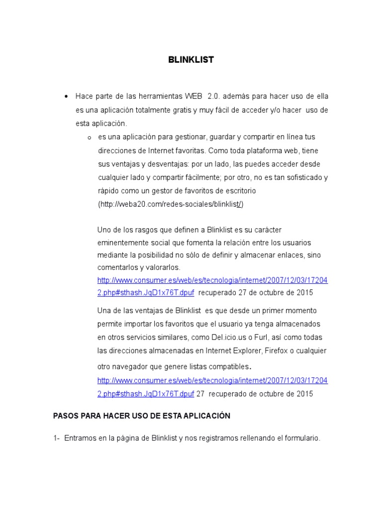 BlinkList Marcador Social | PDF | Navegador web | Red mundial