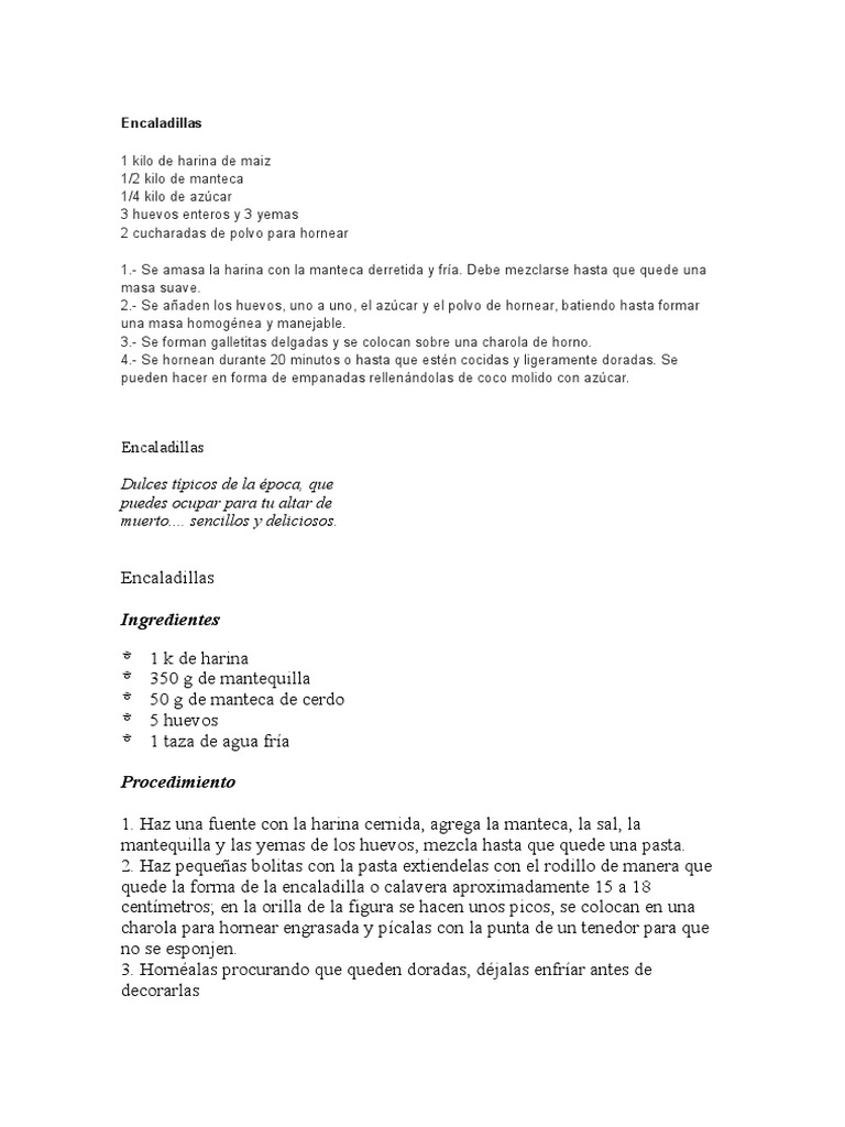 Receta de Encaladillas para Día de Muertos | PDF | Cocina, comidas y vino