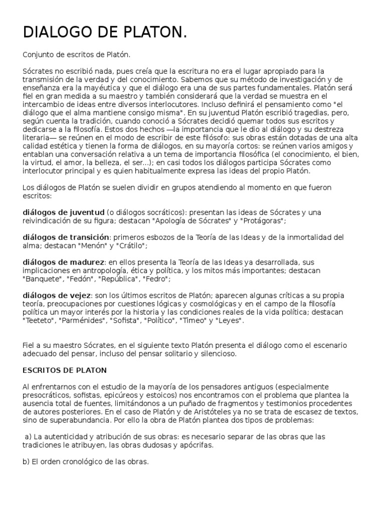 Dialogo de Platon | PDF | Platón | Sócrates