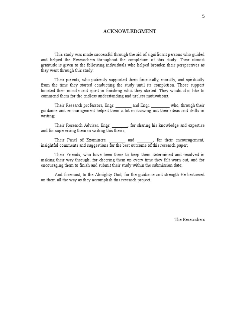 Sample Acknowledgment For Research | PDF