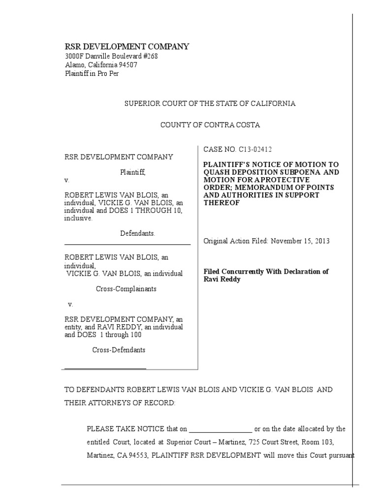 Motion PO | PDF | Discovery (Law) | Deposition (Law)