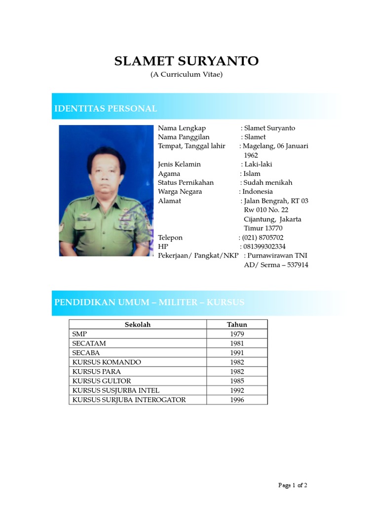 CV Slamet Suryanto | PDF