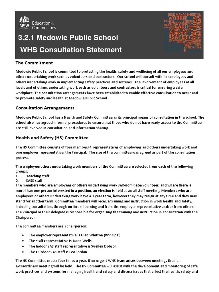 Whs Consultation Statement 2015 | PDF | Occupational Safety And Health ...