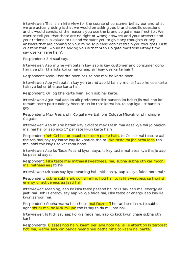 Dummy Interview MAx Fresh | PDF | Subjective Experience | Behavioural ...