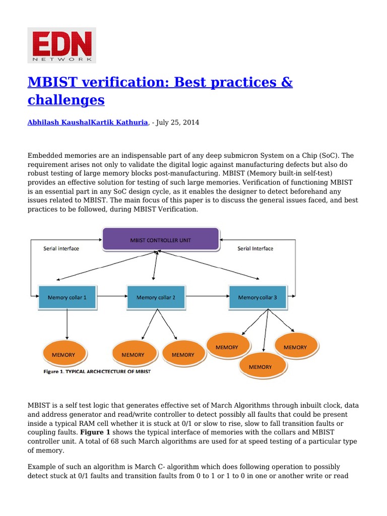 MBIST Verification Best Practices Challenges | System On A Chip ...