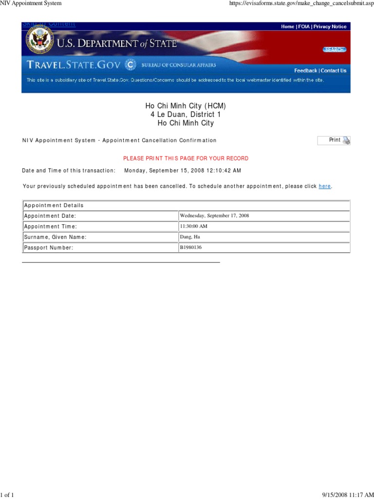 NIV Appointment System | PDF