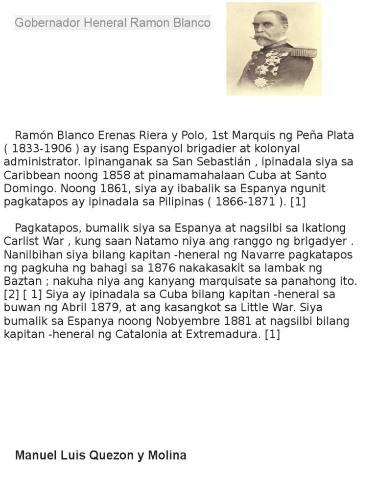 Gobernador Heneral Ramon Blanco | PDF