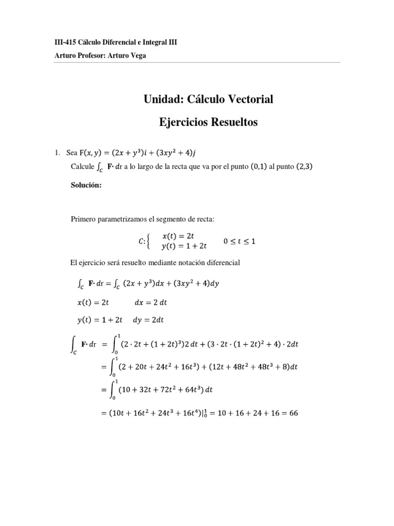 Ejercicios Resueltos Calculo Vectorial | PDF | Integral | Vector Euclidiano