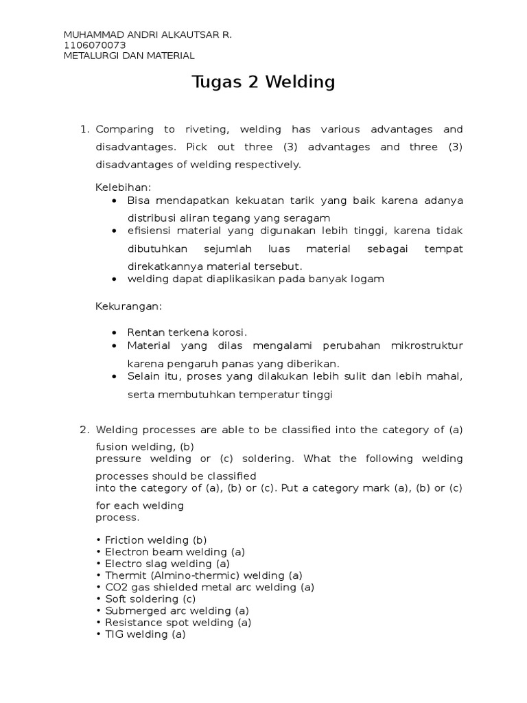 Tugas 2 Welding | PDF | Welding | Construction