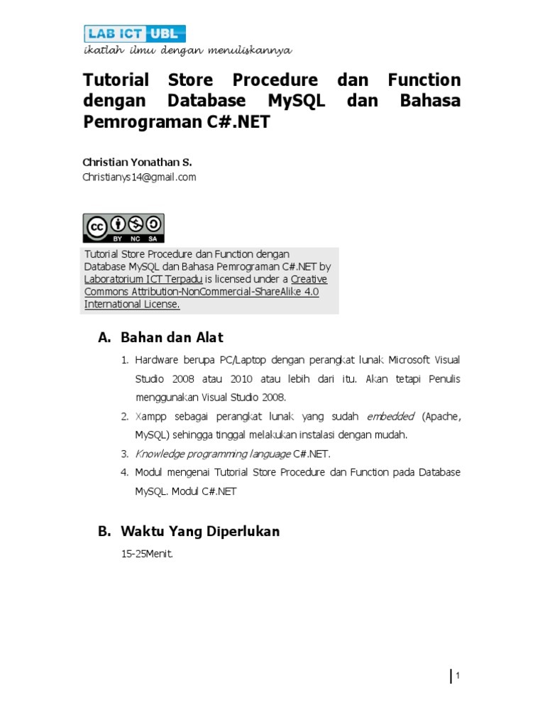 Tutorial Store Procedure Dan Function Pada Bahasa Pemrograman C# | PDF | Komputer
