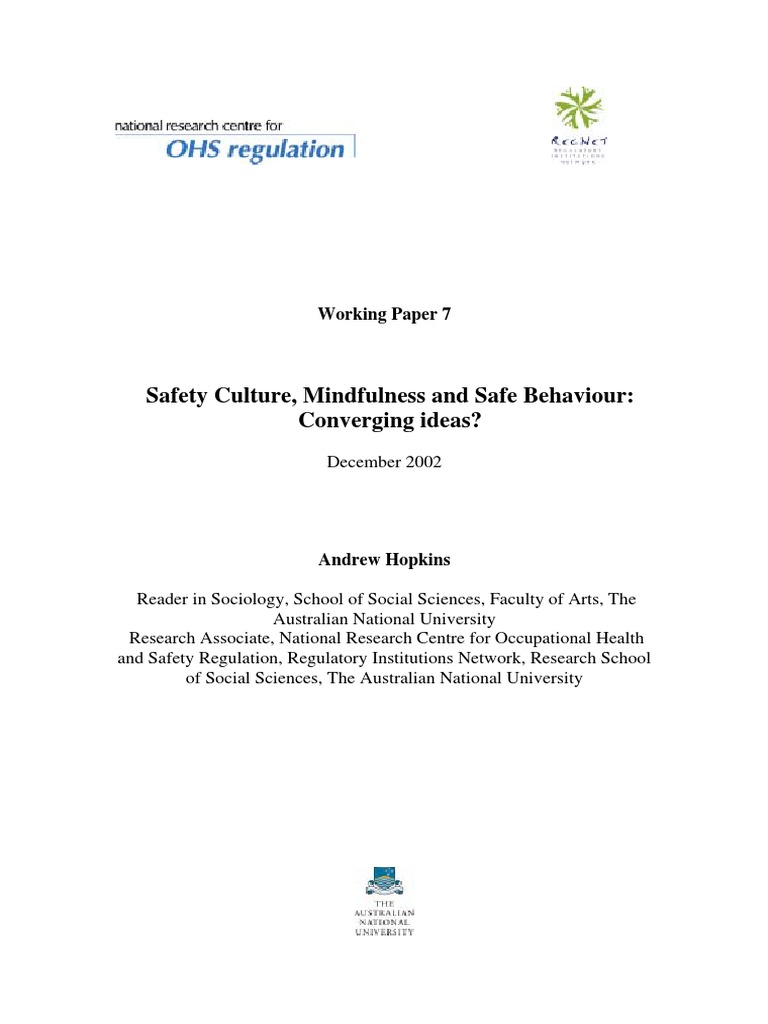 Andrew Hopkins WorkingPaper7 | PDF | Safety | Mindfulness