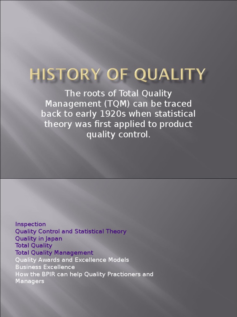 History of Total Quality Management | PDF