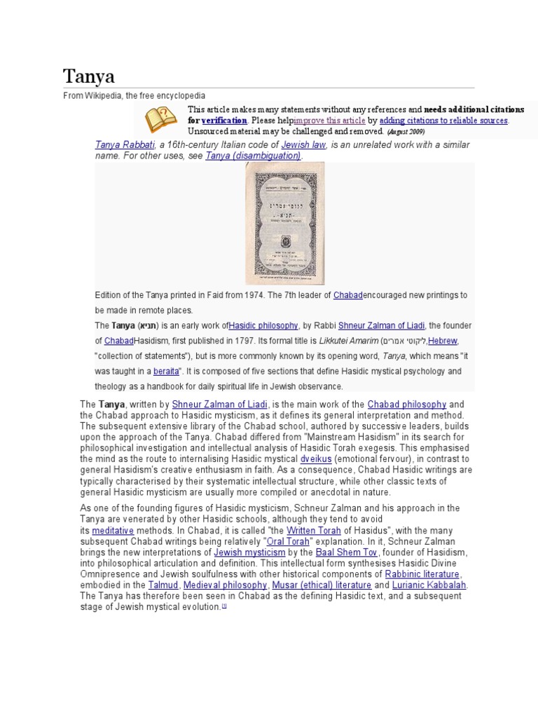 Tanya | PDF | Ethnoreligious Groups | Hasidic Judaism