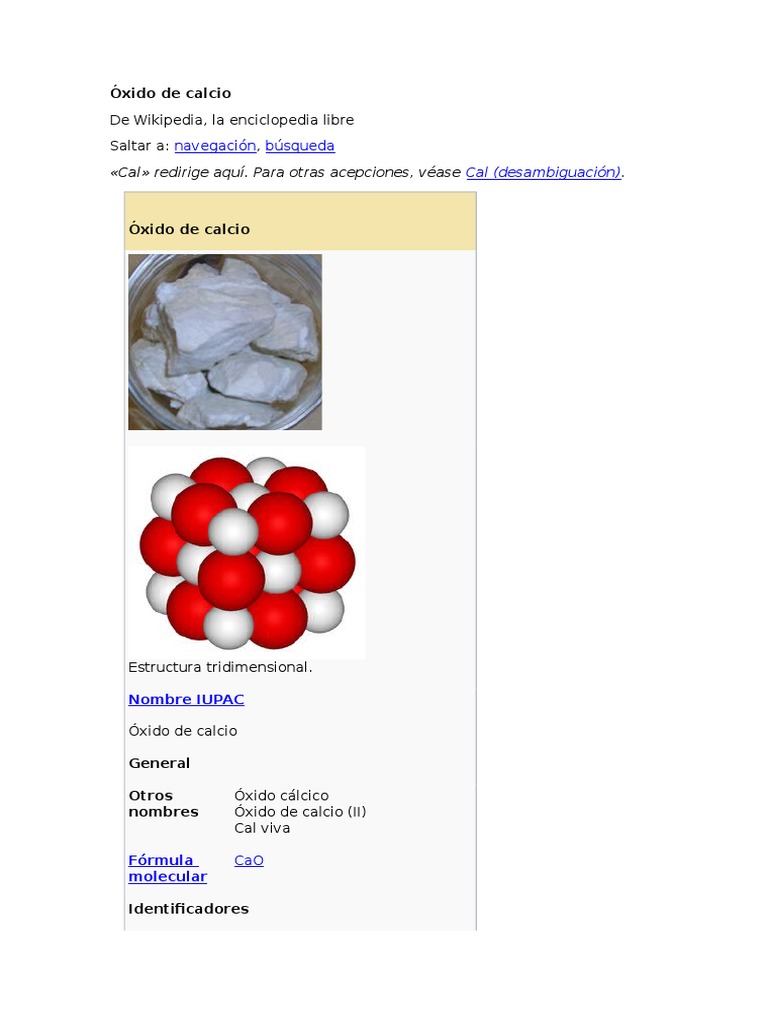 Óxido de Calcio | Sustancias químicas | Química