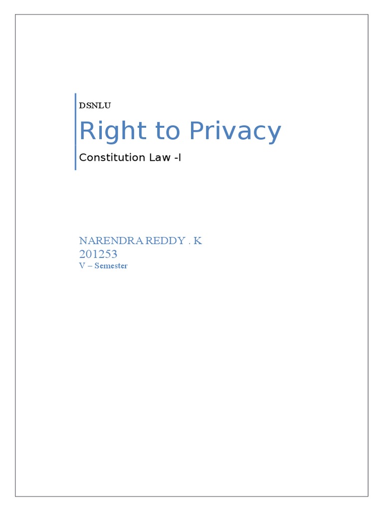 Right To Privacy | Download Free PDF | Privacy | Search And Seizure