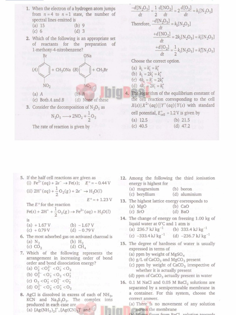 AMU Sample Paper 16 (MBBS Chemistry Solved Paper 2010) | PDF