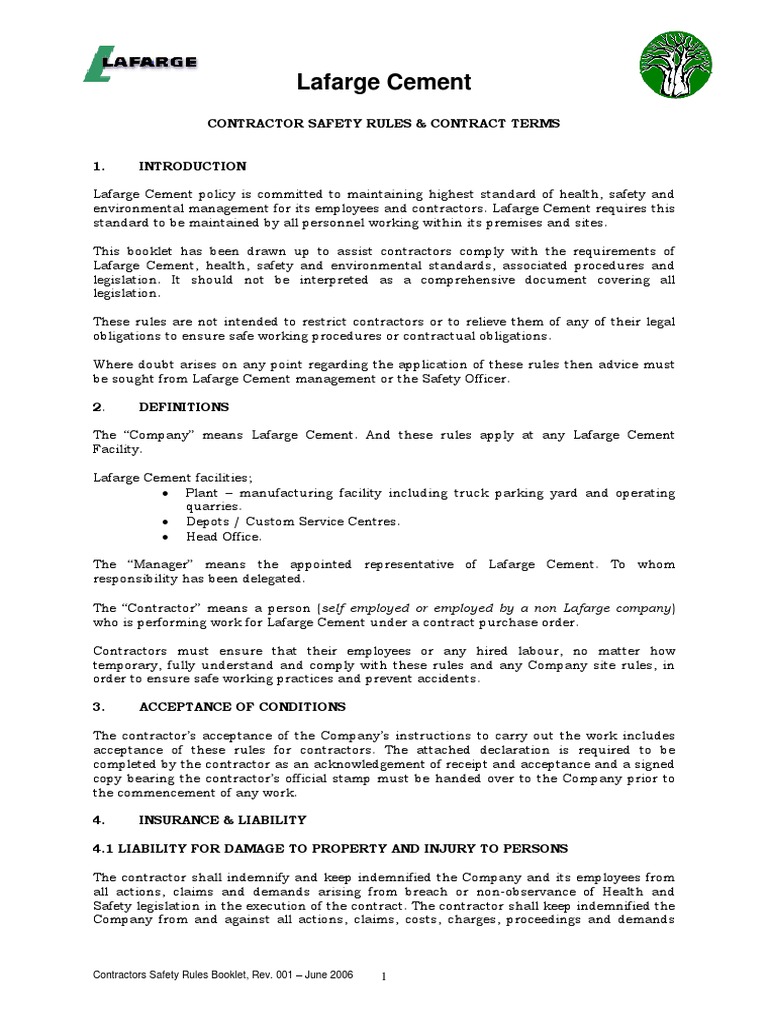 Contractor Safety Rules PDF | PDF | Employment | Insurance