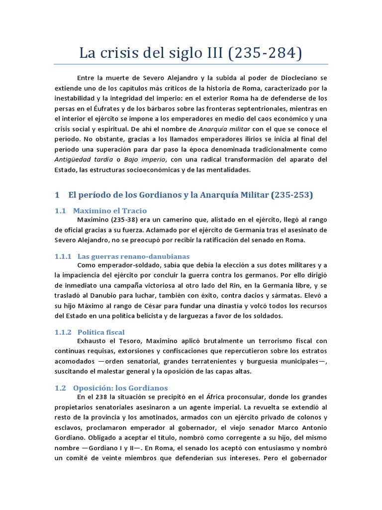 Crisis del siglo III en el Imperio Romano | PDF | imperio Romano ...