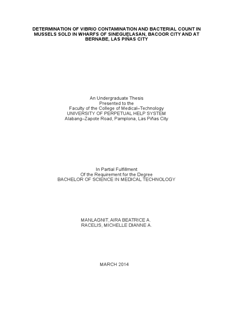 Determination of Vibrio Contamination and Bacterial Count of Mussels ...