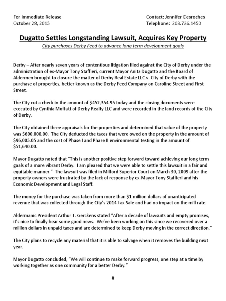 Derby Acquires Derby Feed Property | PDF | Politics | Law