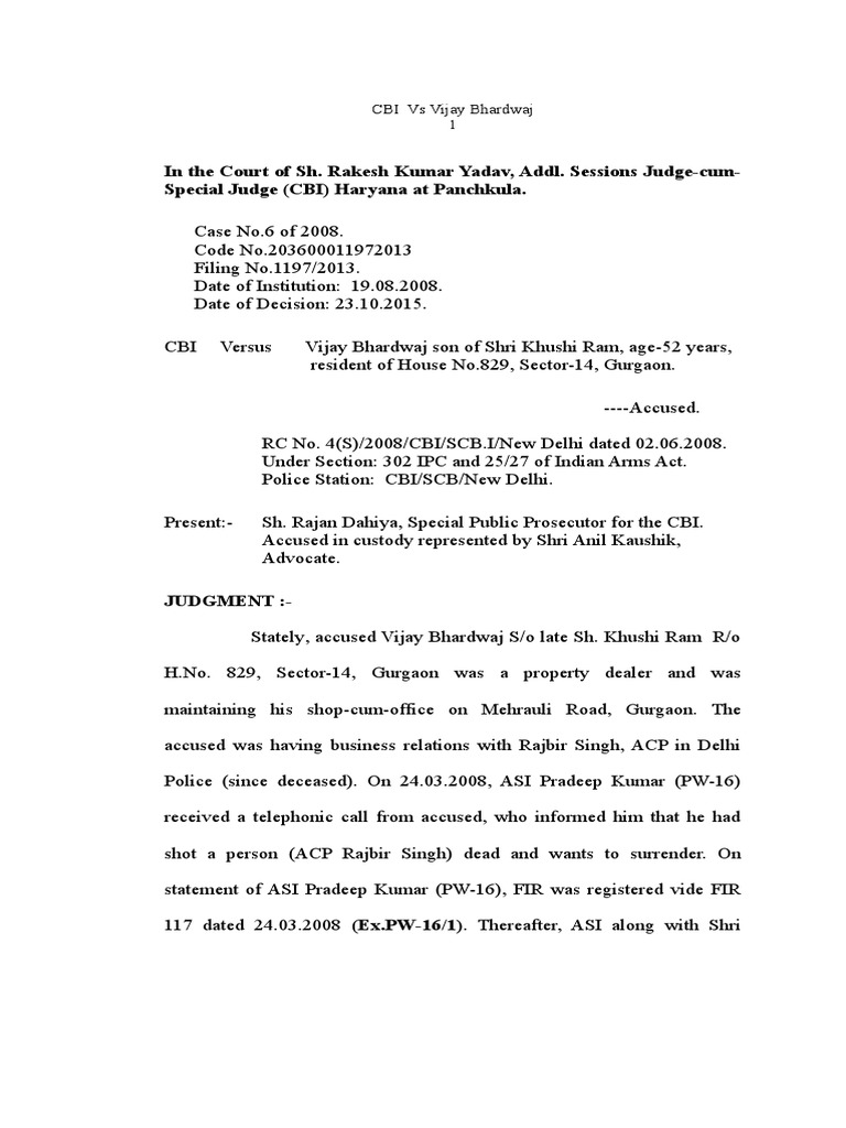ACP Rajbir Singh Murder Case Judgement | PDF | Autopsy | Police