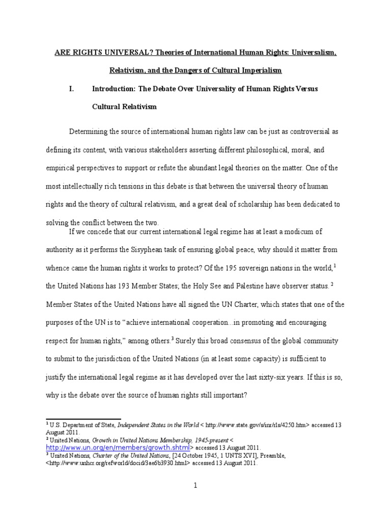 Universalism vs Cultural Relativism in Human Rights | PDF | Relativism ...