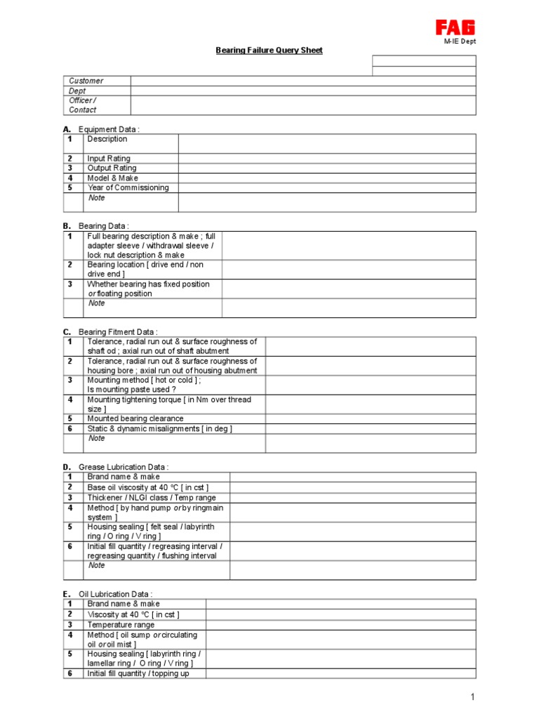 Bearing Failure Analysis Checklist | PDF | Bearing (Mechanical ...