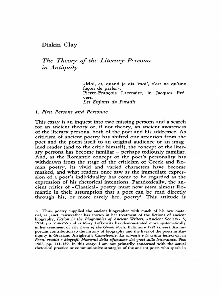 Ancient Literary Persona Theory | PDF | Homer | Poetry