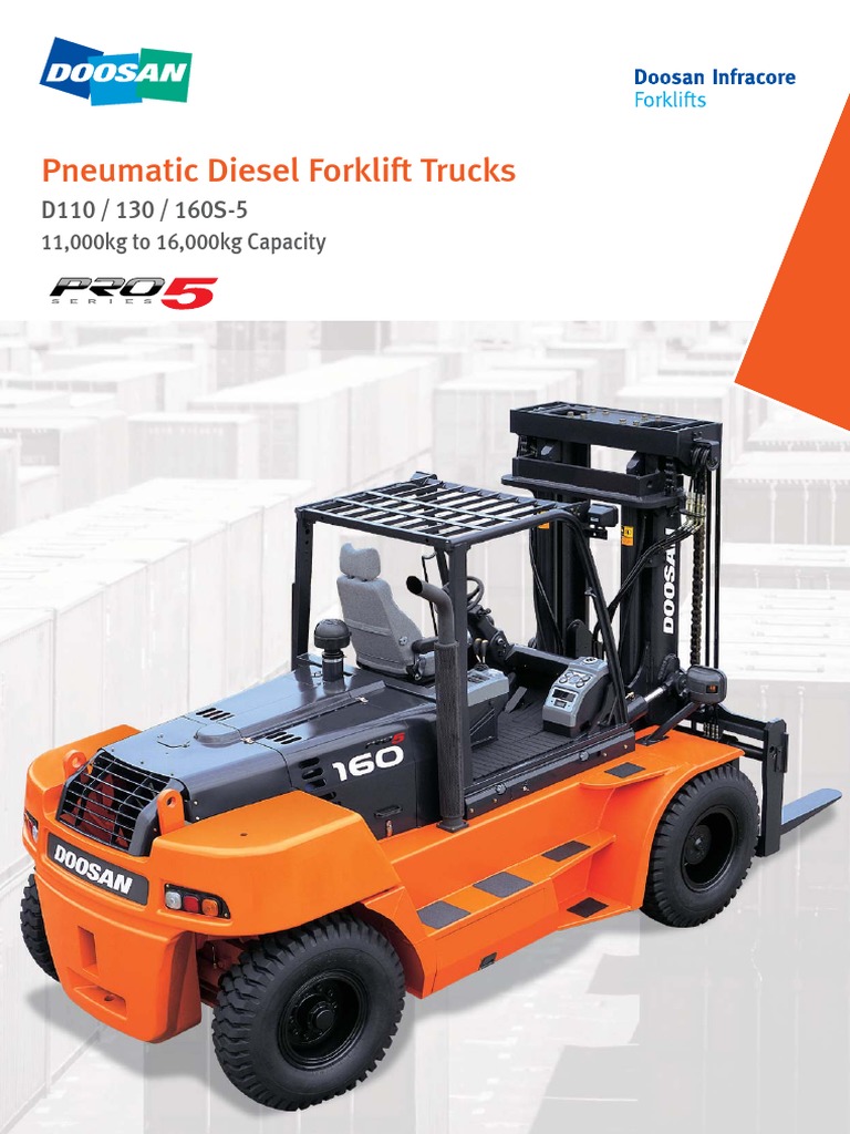Doosan D110-D160 Pneumatic Forklifts | PDF | Diesel Engine | Engines