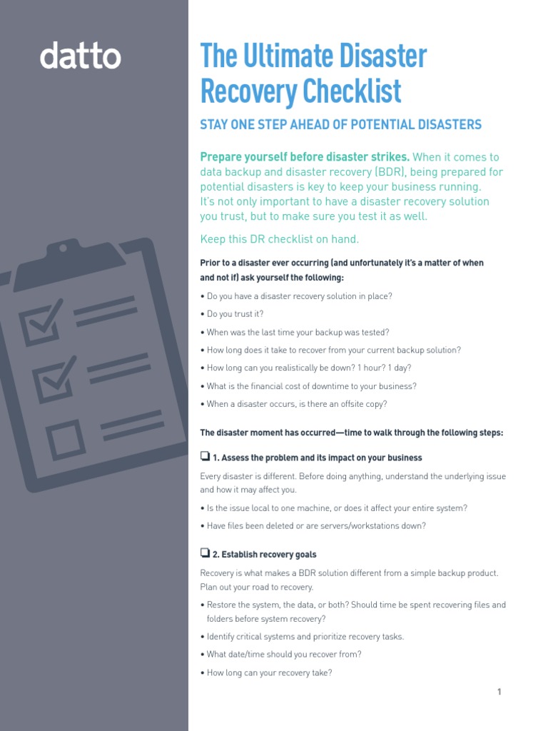 Disaster Recovery Checklist | PDF | Backup | Virtualization