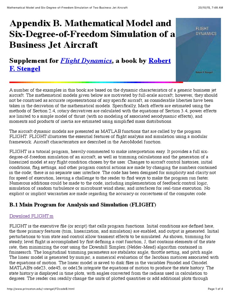 Mathematical Model and Six-Degree-Of-Freedom Simulation of Two Business ...