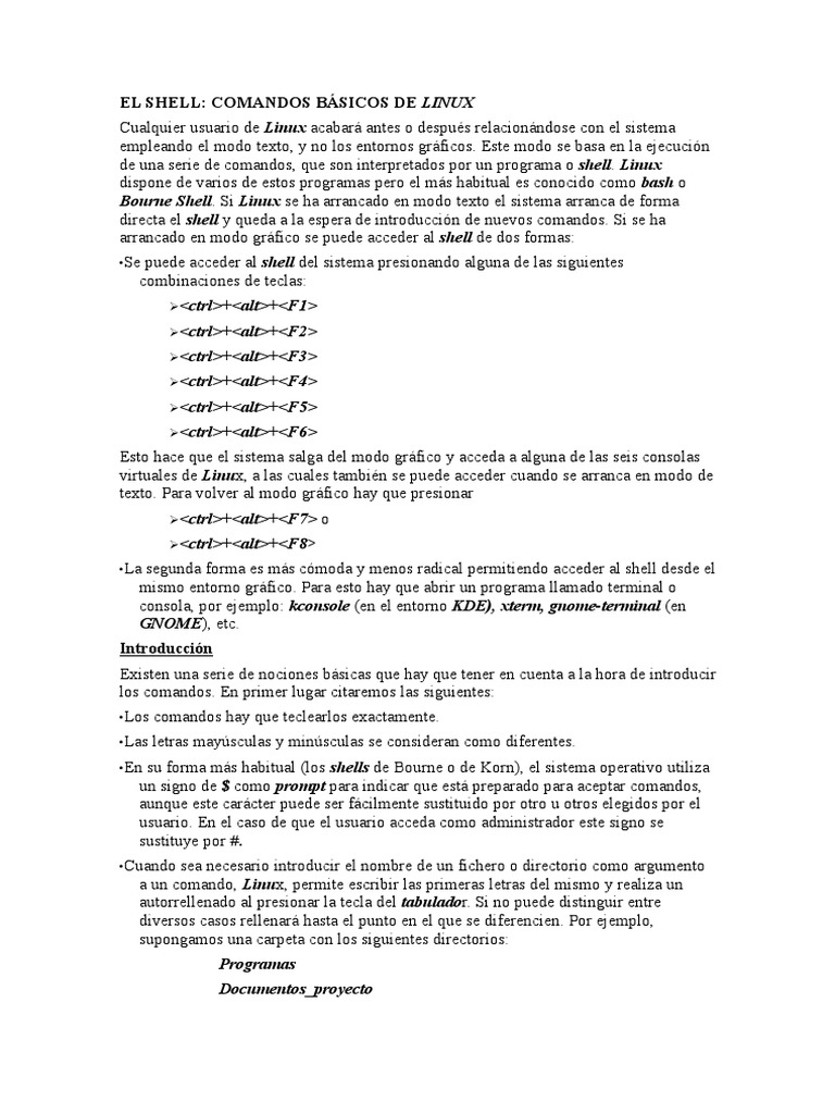 Comandos Básicos de Linux Shell | PDF | Informática