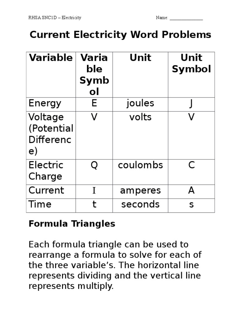 Electricity Problem Solving Guide | PDF | Voltage | Electric Current