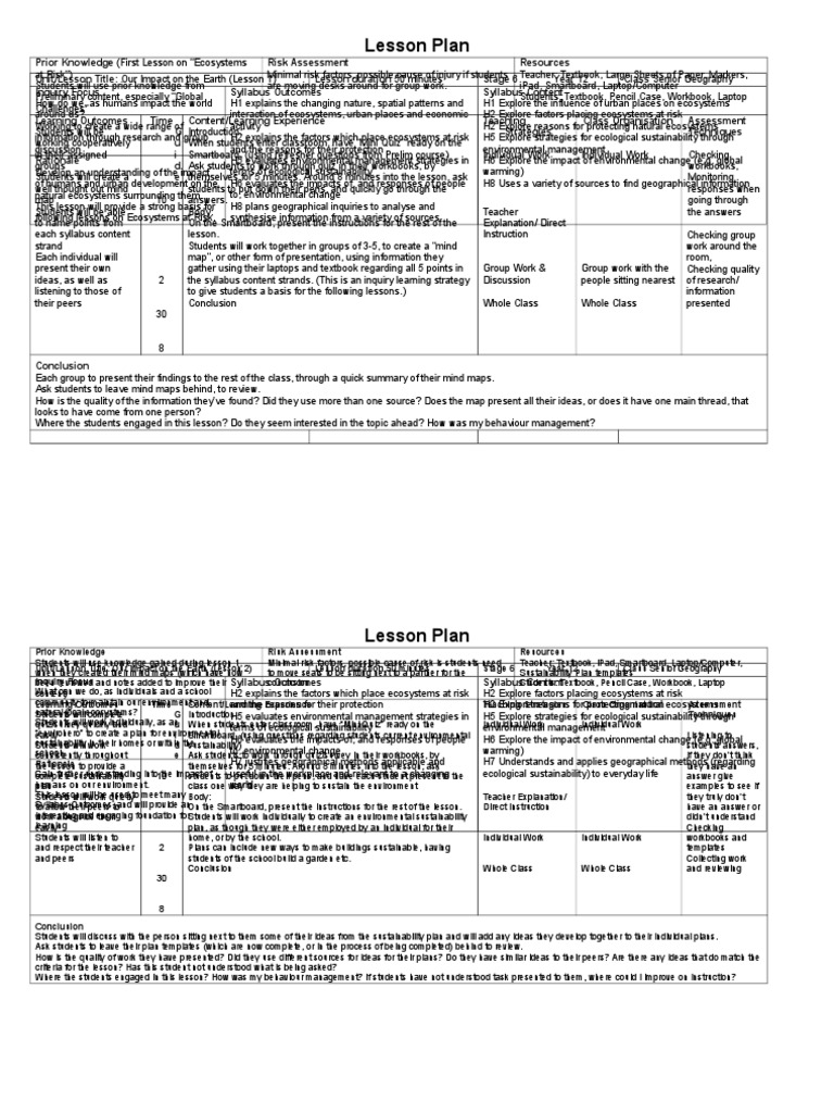 Geography Lesson Plans for Ecosystems | PDF | Environmental Resource ...
