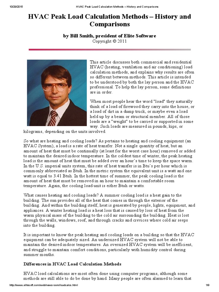 HVAC Peak Load Calculation Methods - History and Comparisons | PDF ...