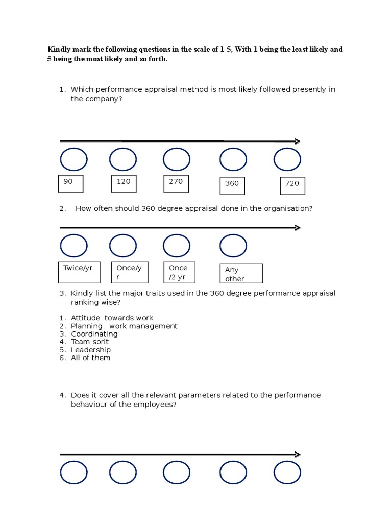 Kindly Mark The Following Questions in The Scale of 1-5, With 1 Being ...
