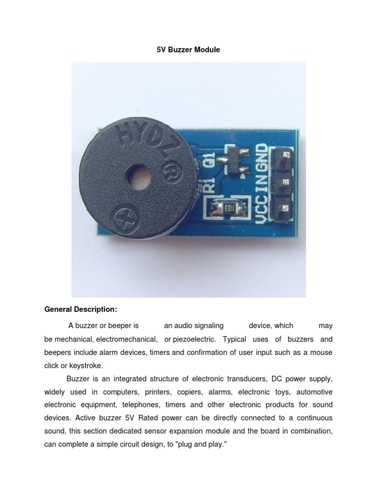 A Guide to Using a 5V Buzzer Module: Specifications, Pin Configuration ...