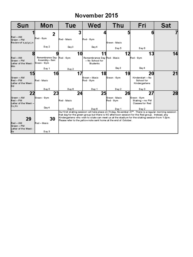 Nov Calendar | PDF