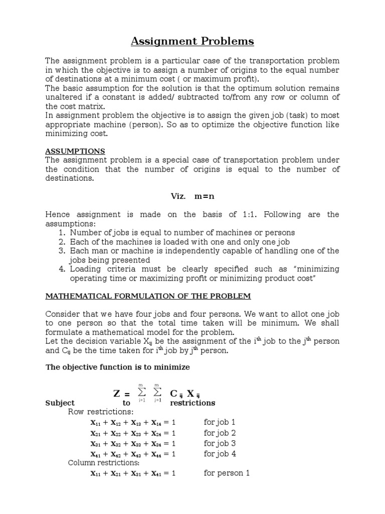 Assignment Optimization Guide | PDF | Mathematical Optimization ...