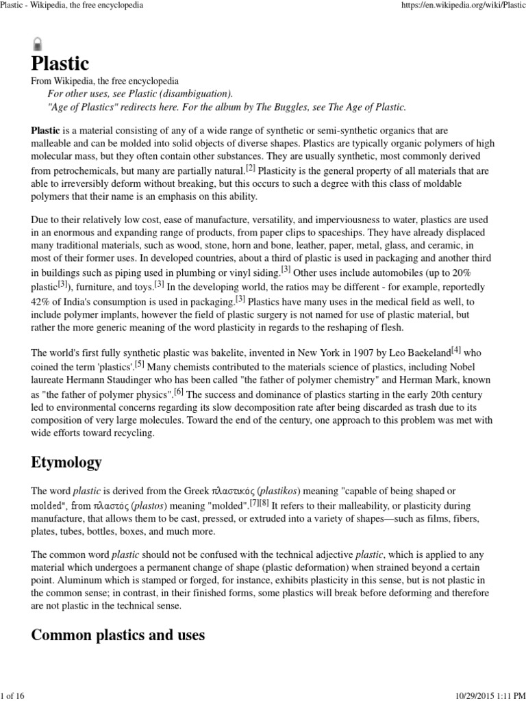 Plastics | PDF | Plastic | Materials