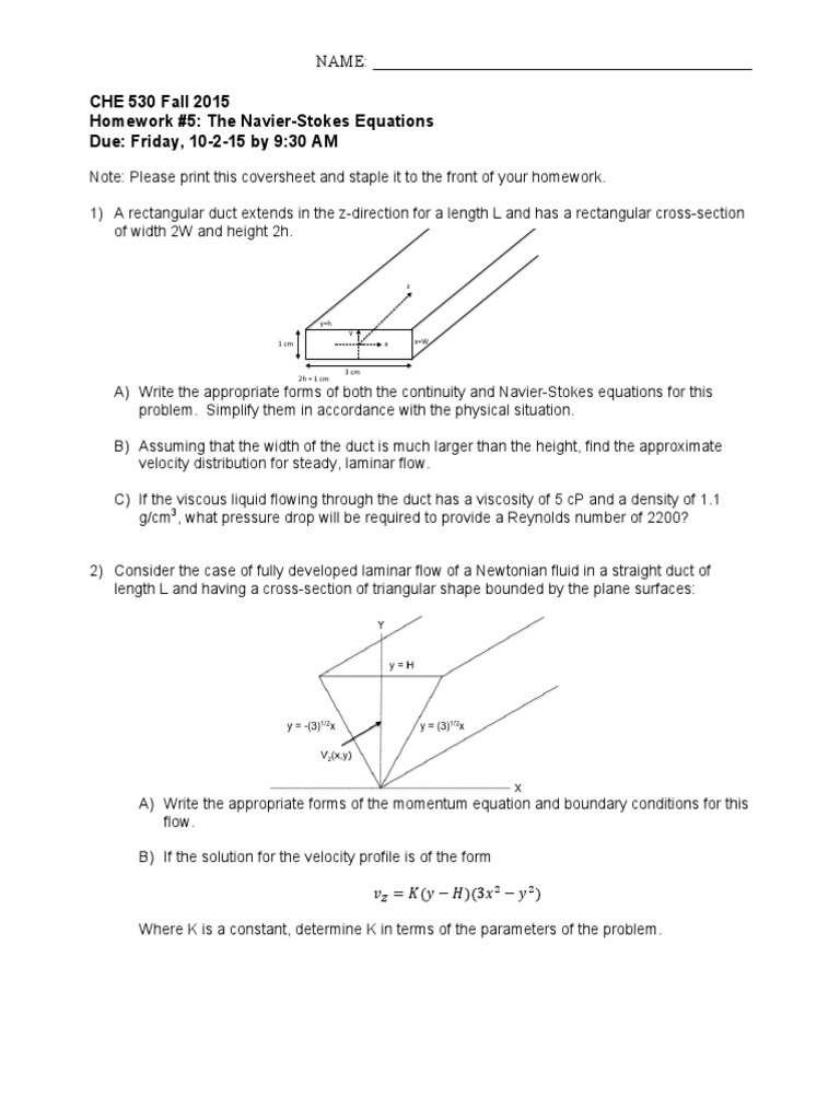 Navier-Stokes Equations Homework | PDF | Teaching Methods & Materials ...