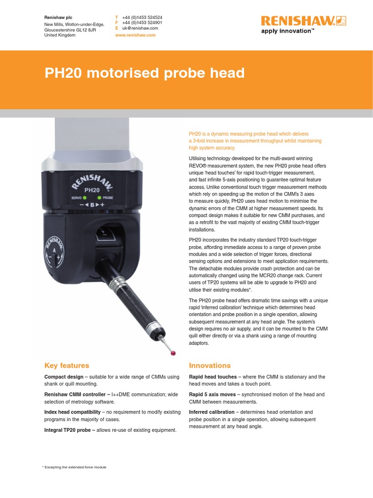 PH20 Motorised Probe Head: Key Features Innovations | PDF | Calibration ...