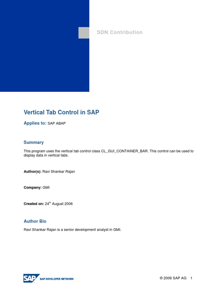 Vertical Tab Control in SAP | PDF | Ibm Db2 | Ibm System I