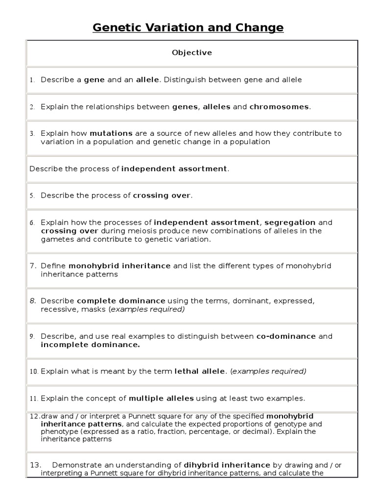 Understanding Genetic Variation and Alleles | PDF | Genetic Linkage ...