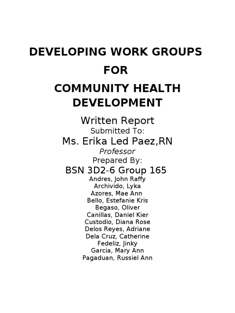 Developing Work Groups For Community Health Development | PDF | Applied ...